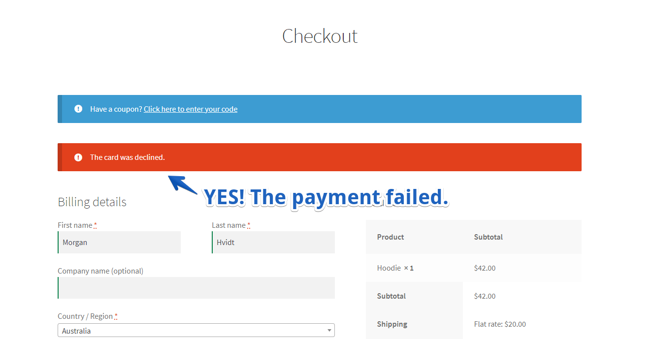 How to test”Failed” payments using Stripe & WooCommerce | Puri.io Plugins